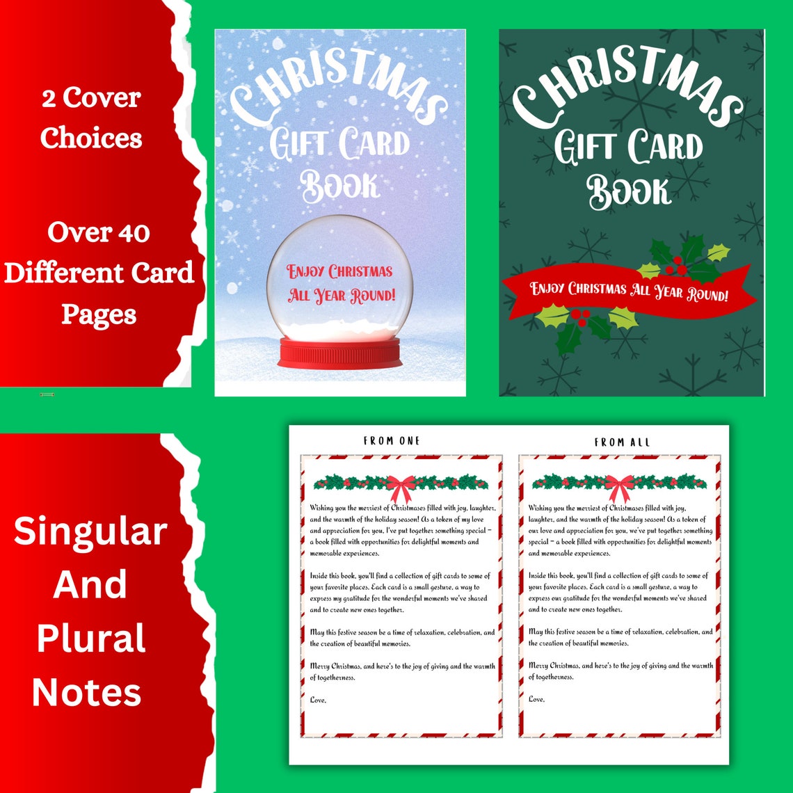 Printable Christmas Gift Card Book, 40 Pages for Festive Gifting ...