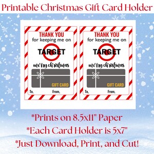 Printable Christmas Gift Card Holder, Festive Card Holder, Thank You ...
