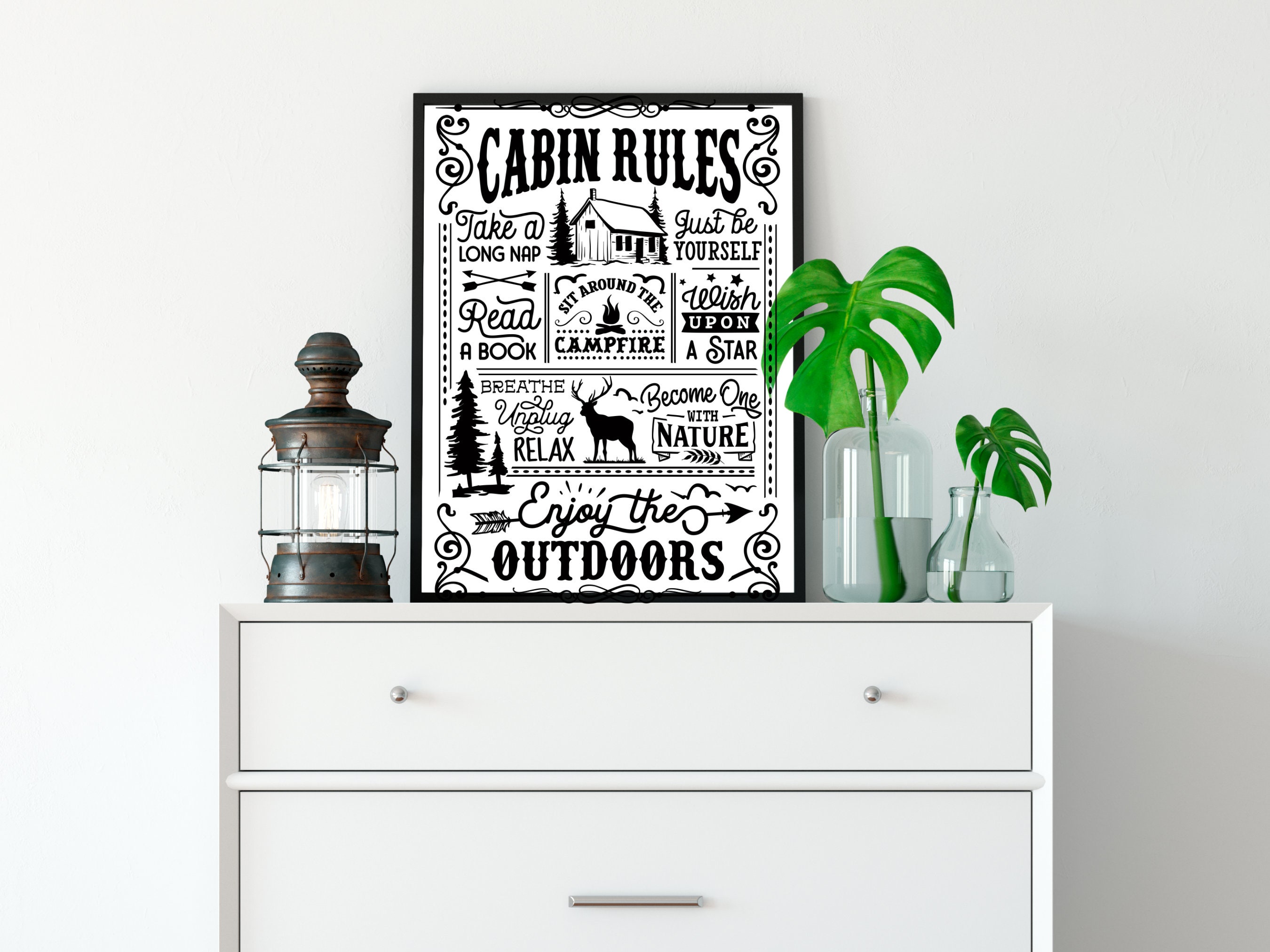 Cabin Rules Printable Wall Art, Lake House Decor, Vacation Art ...