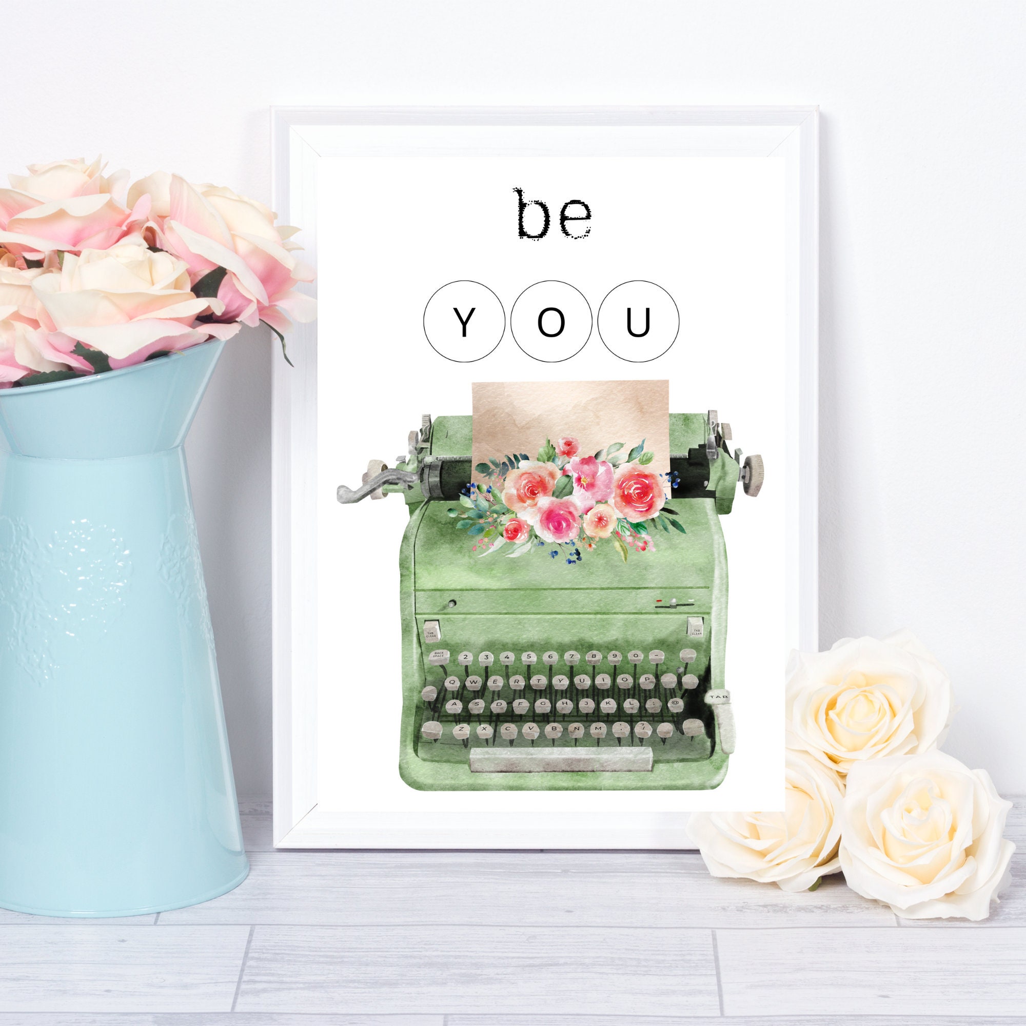 Be You Vintage Typewriter Printable Wall Art, Inspirational Quote, Home ...