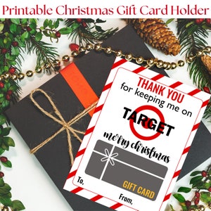 Printable Christmas Gift Card Holder, Festive Card Holder, Thank You ...