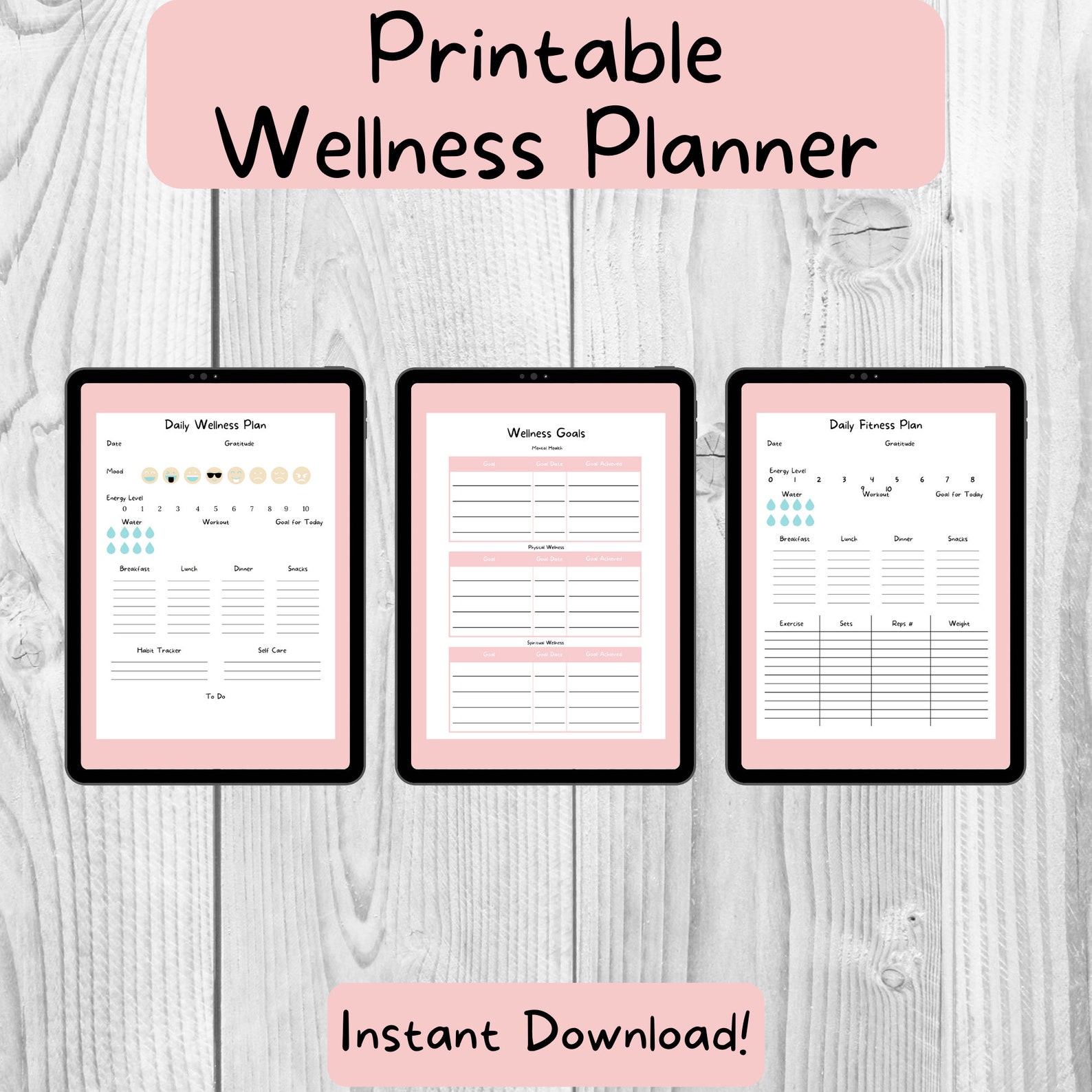 Printable Wellness Planner Mental Health Journal Habit - Etsy UK