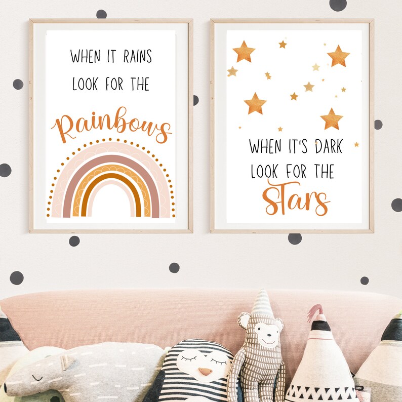 When It Rains Look for the Rainbows Printable Wall Art, Nursery Decor ...