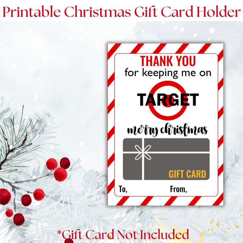 Printable Christmas Gift Card Holder, Festive Card Holder, Thank You ...