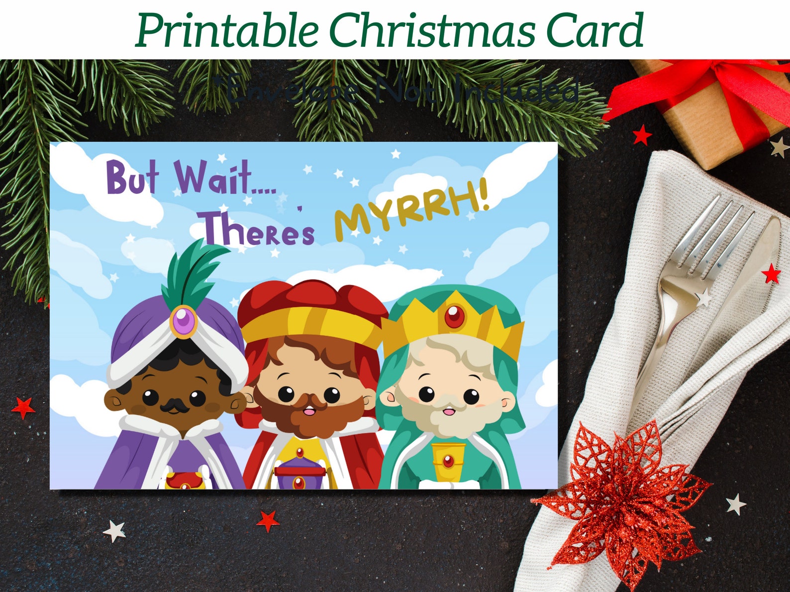 Printable Christmas Card, Three Wise Men Card, Holiday Card, Card for ...