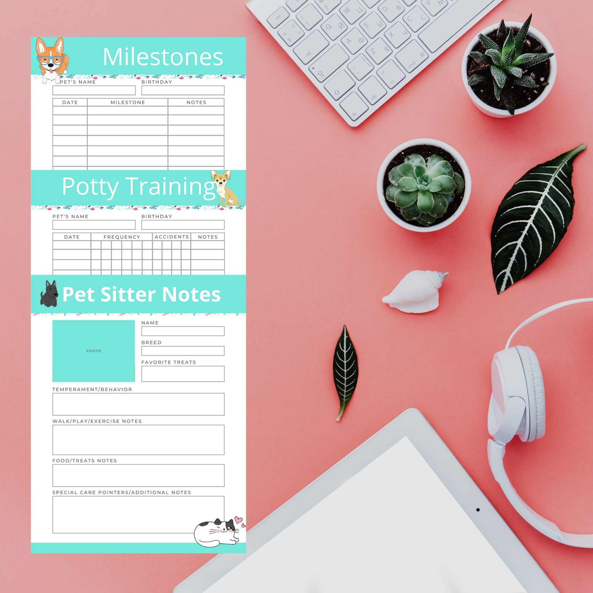 Printable Pet Planner Bundle, Pet Care Sheets, Pet Sitter Notes, New ...