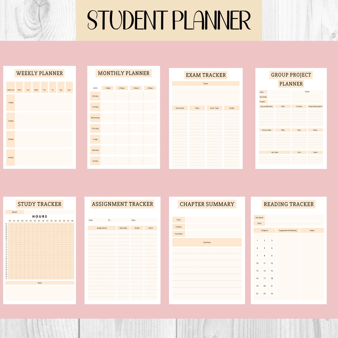 Student Printable Planner Bundle, Study Planner ,instant Download ...