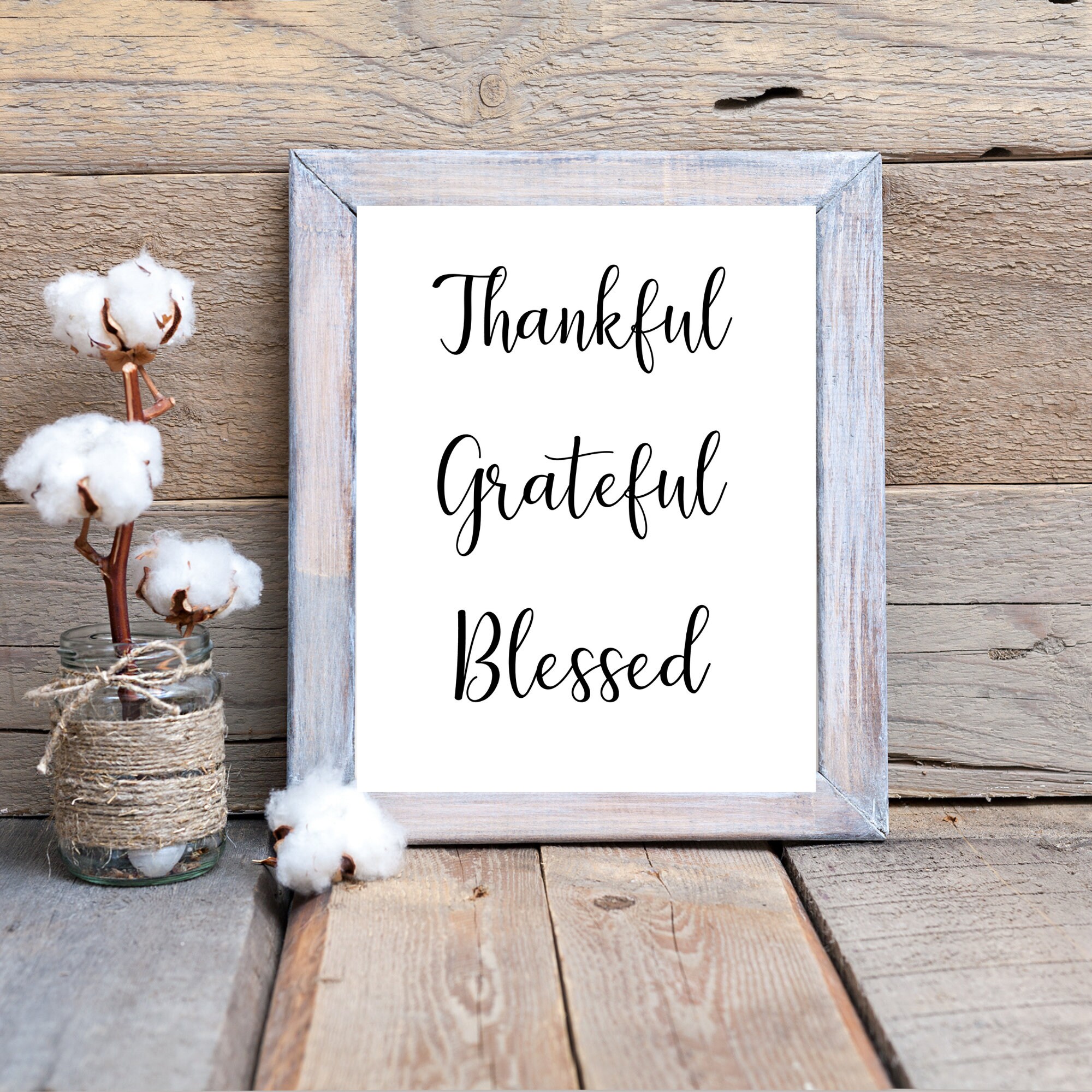 Thankful Grateful Blessed Printable Wall Art Inspirational - Etsy