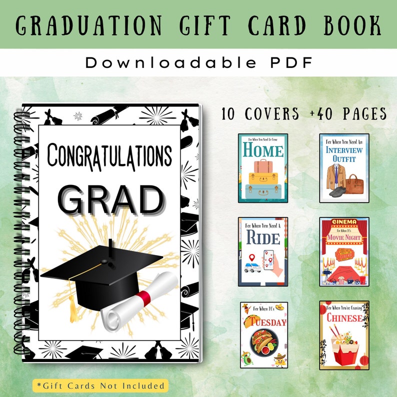 Printable Graduation Gift Card Book, High School Graduation, College ...
