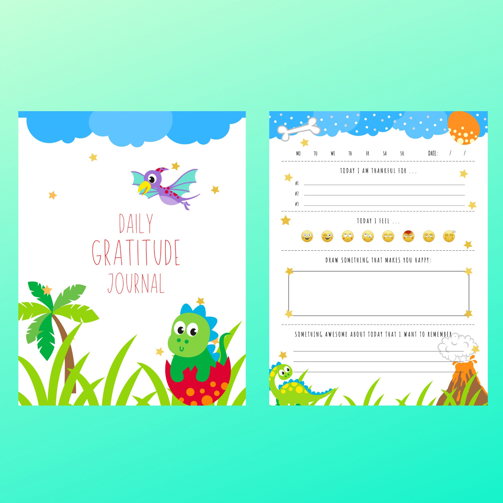Kids Printable Daily Gratitude Journal Instant Download | Etsy