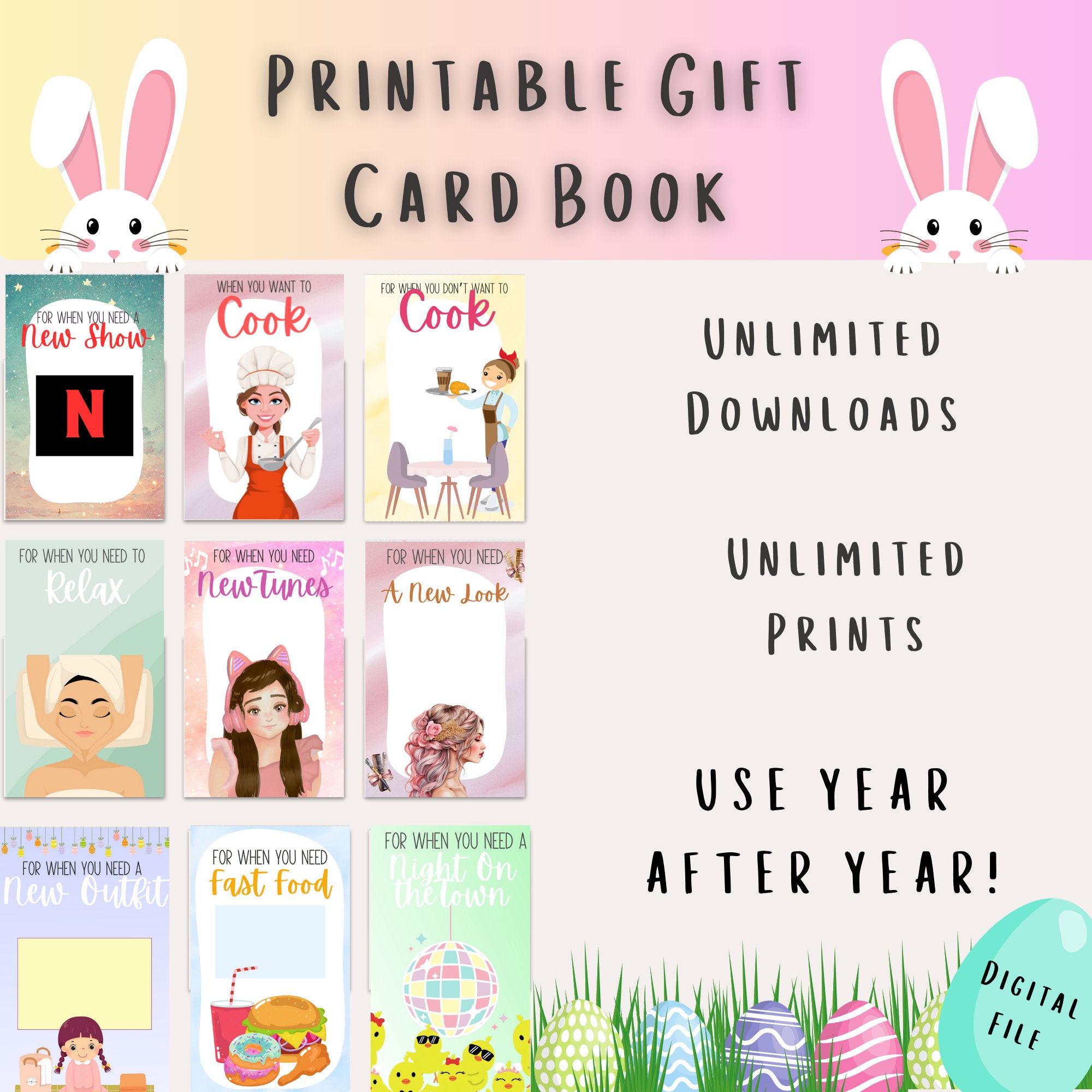 Printable Easter Gift Card Book , 40 Pages for Unique Gifting, Instant ...