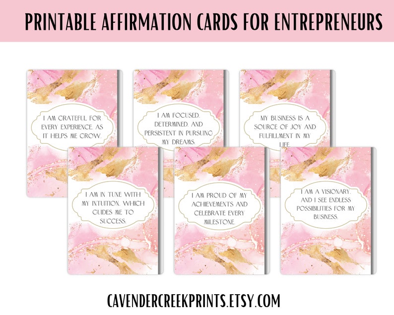 50 Printable Positive Affirmation Cards for Young Female Entrepreneurs ...