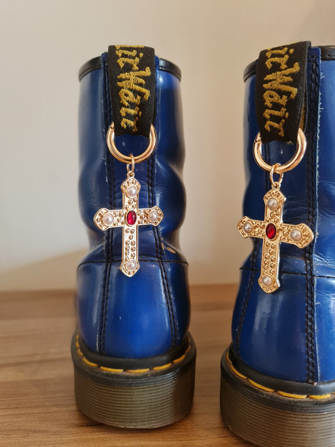 Large Gold Coloured Cross Pendant Boot Charms. This is a Set of 2 Boot ...