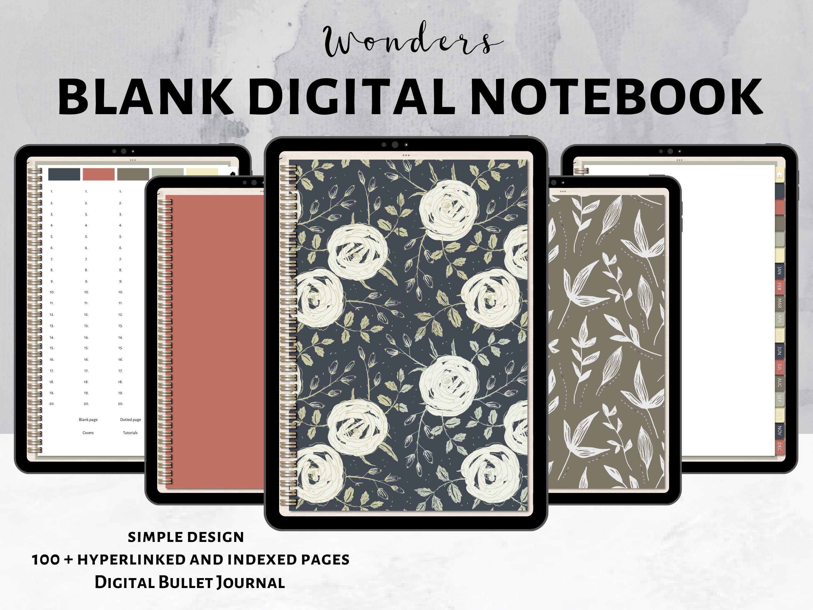 Blank Digital Notebook Digital Bullet Journal Customizable Digital ...