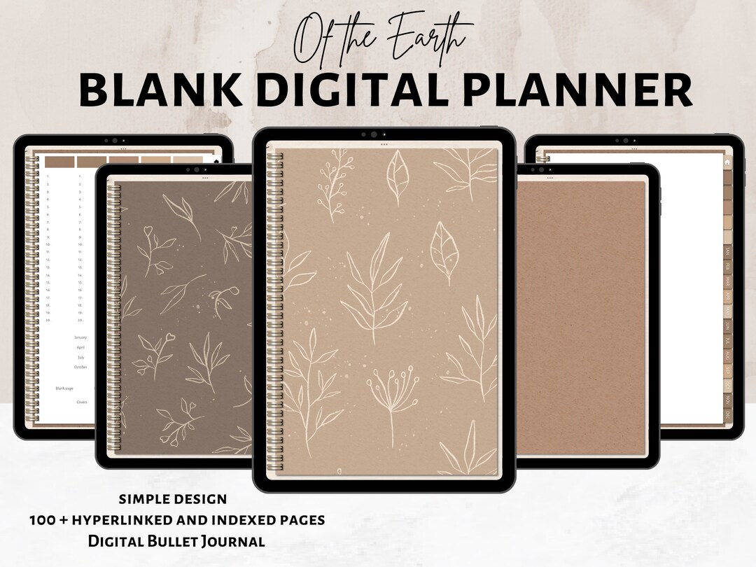 Blank Digital Planner Digital Journal Earthy and Neutral Planner ...