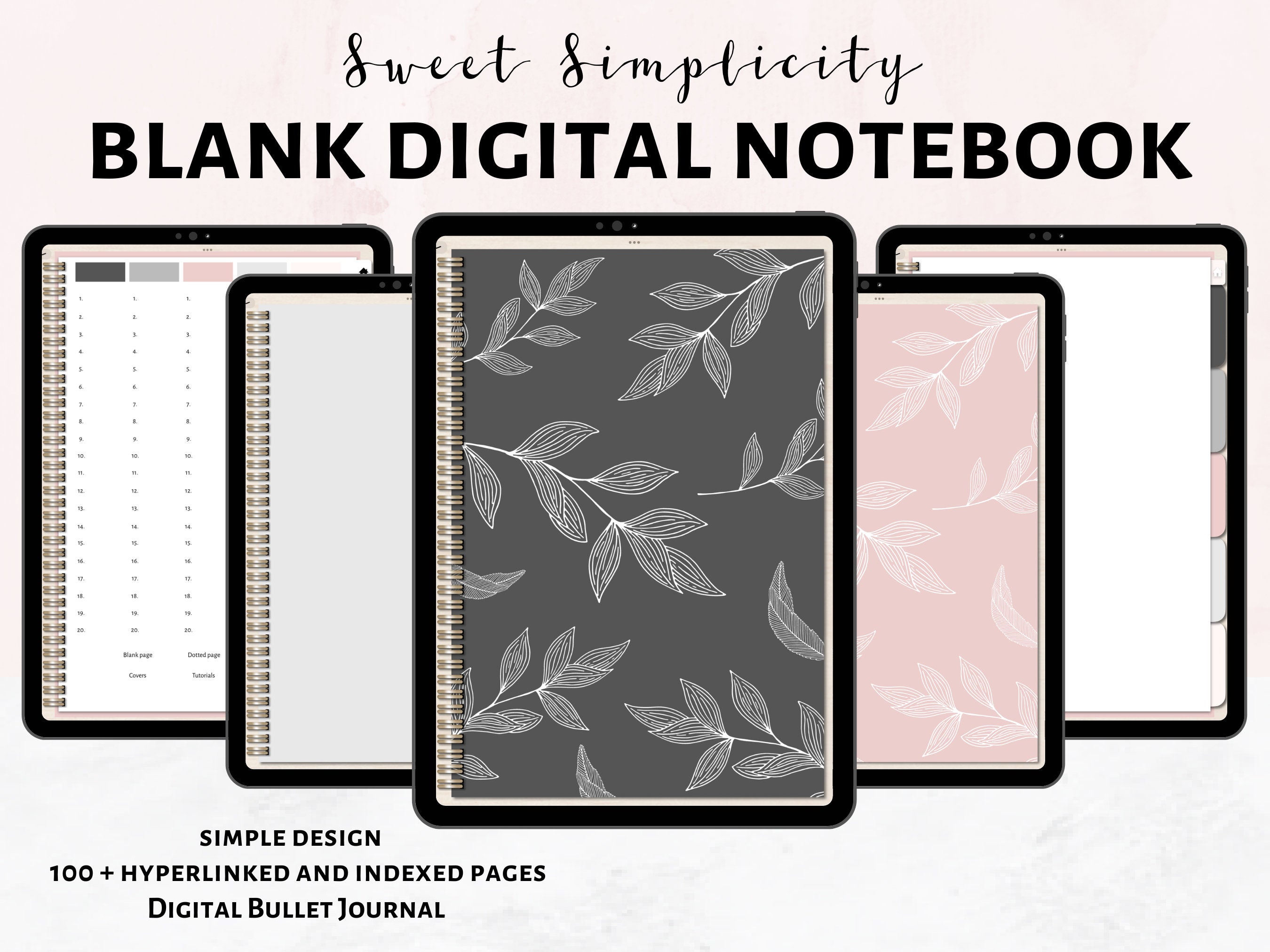 Blank Digital Notebook Digital Bullet Journal Customizable Digital ...
