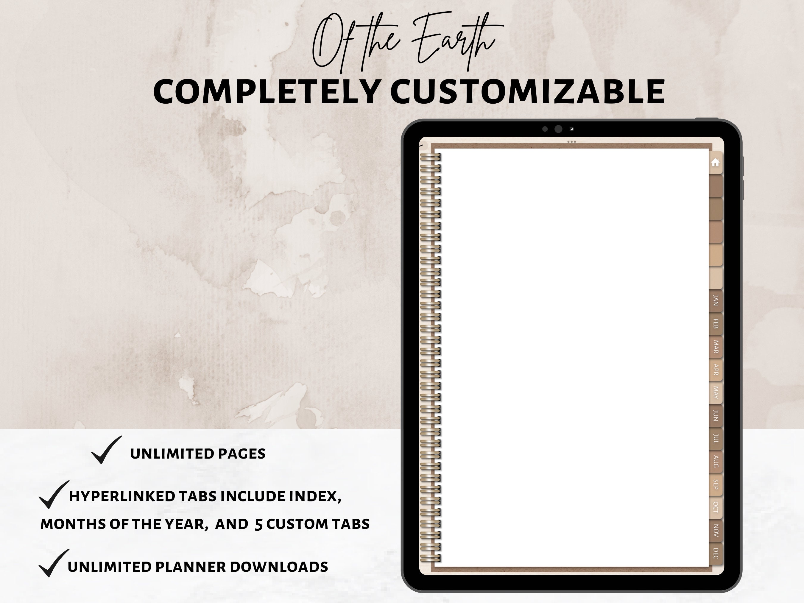 Blank Digital Planner Digital Journal Earthy and Neutral Planner ...
