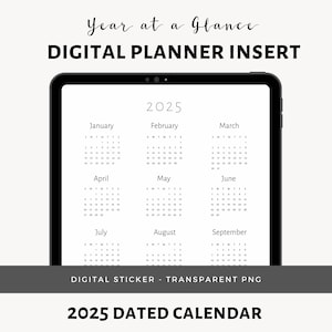 2025 Yearly Calendar Digital Planner Insert | Transparent PNG | Digital ...
