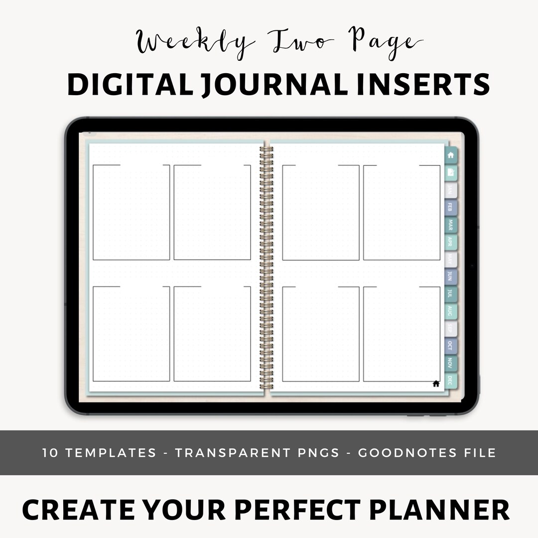 Simple Journal Template | Weekly 2-page Digital Planner Insert ...