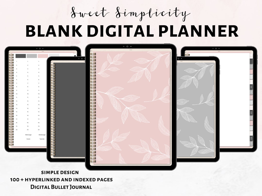 Blank Digital Planner Digital Journal Undated Hyperlinked Tabs ...