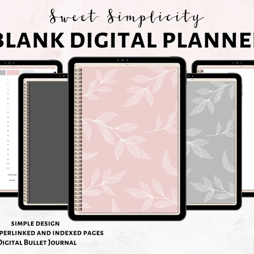 Blank Digital Planner Digital Journal Undated Hyperlinked - Etsy