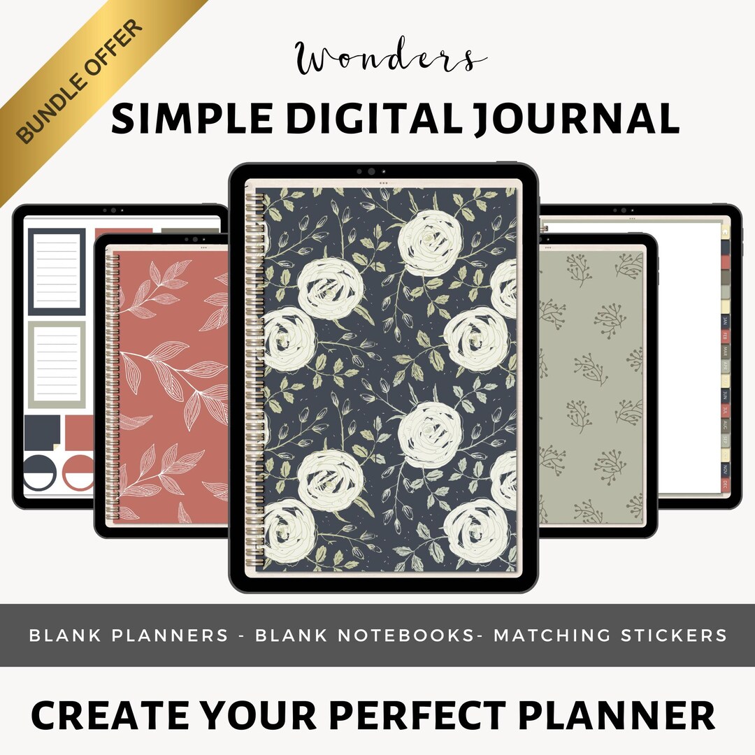 Wonders | Simple Digital Journal Bundle | Blank Digital Planner ...