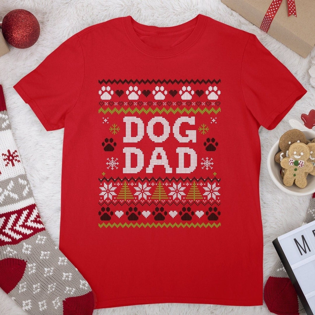 Dog Dad Christmas Shirt T-shirt Tee Top Mens Unisex Red - Etsy UK