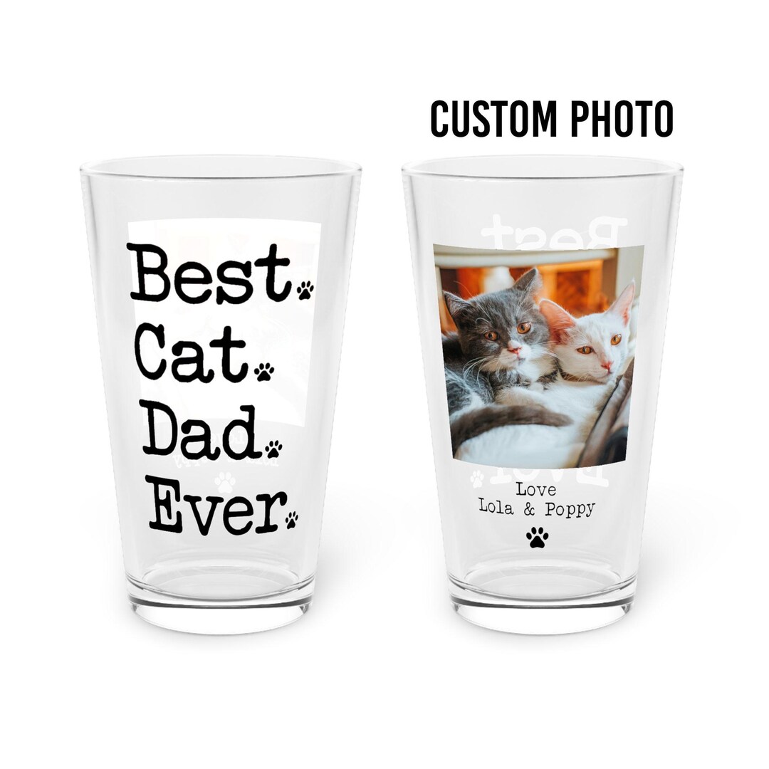 Best Cat Dad Pint Glass, Cat Dad Beer Glasses, Personalised Cool Cat ...