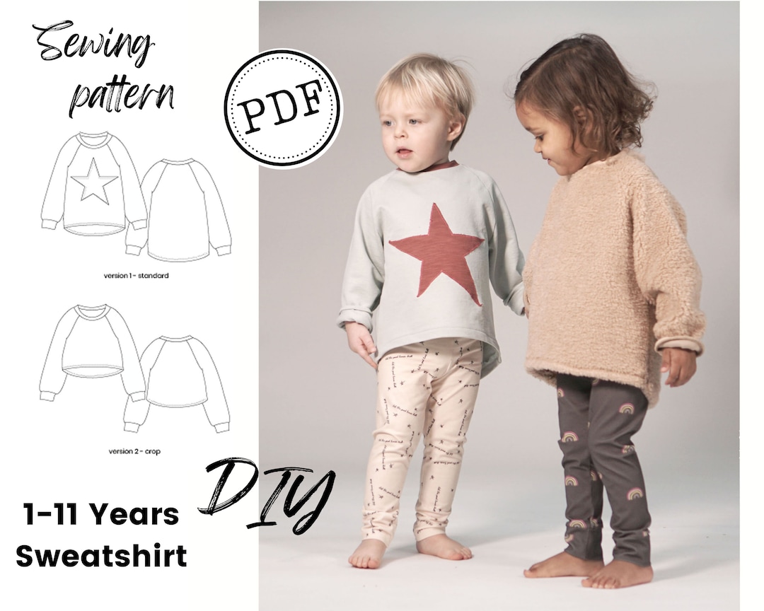 PDF Sweatshirt Sewing Pattern for Kids. DIY Print at Home Pattern, Sew ...