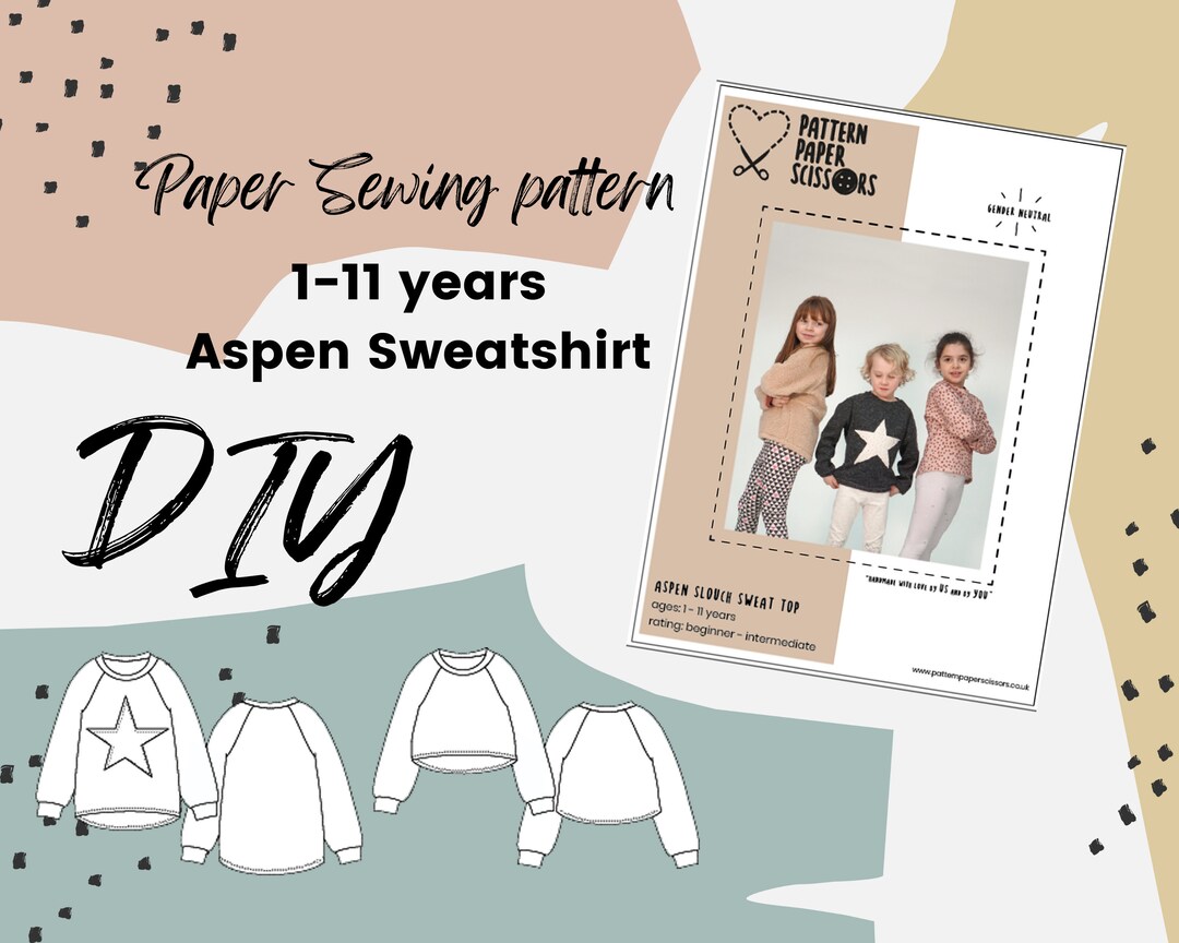 Sweatshirt Sewing Pattern for Kids. DIY Paper Pattern, Sew Your Own ...