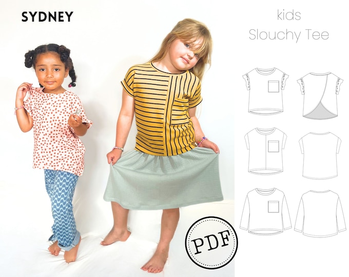 Girls Sewing Pattern PDF, Kids Oversized T-shirt Pattern, Easy Beginner ...