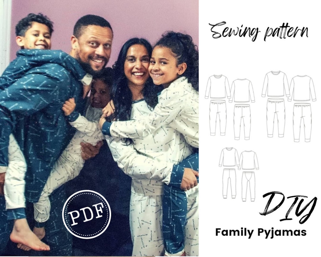 DIY Print at Home Sewing Pattern, Pajamas/pyjamas for the Whole Family ...