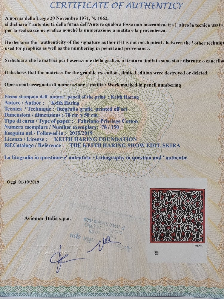 Keith HARING Signed - Handstand - Certificate (Haring Art, Pop Art Wall ...