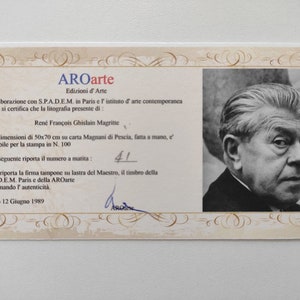 René Magritte Signed Sunset Certificate surreal Art - Etsy