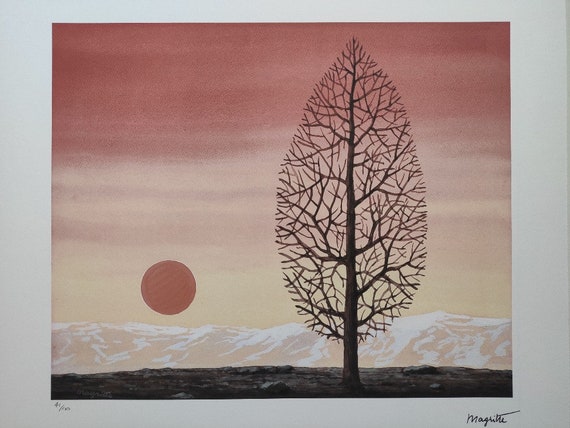 René Magritte Signed Sunset Certificate surreal Art - Etsy