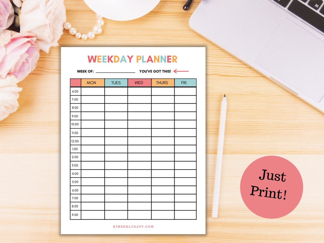 Cute Weekday Planner Printable! (single Sheet Option). - Etsy