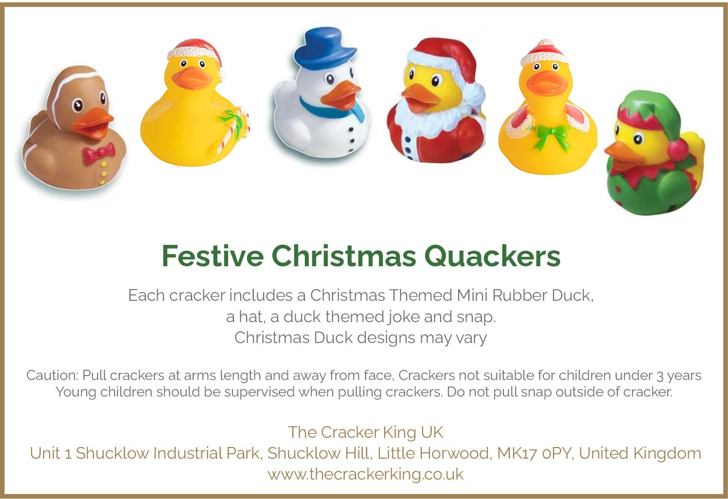6 Rubber Duck Christmas Quackers - Crackers - Gold - Etsy UK