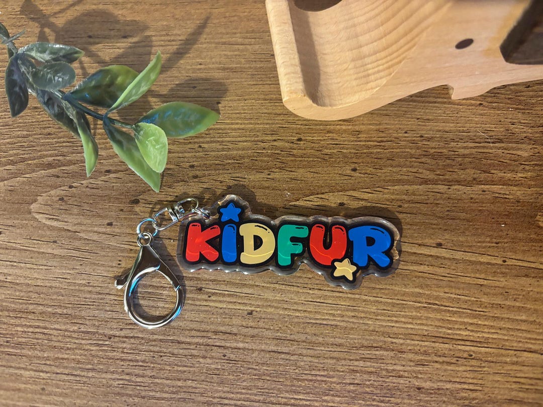 Kidfur Keyring - Furry Acrylic Glitter Keychain - Etsy