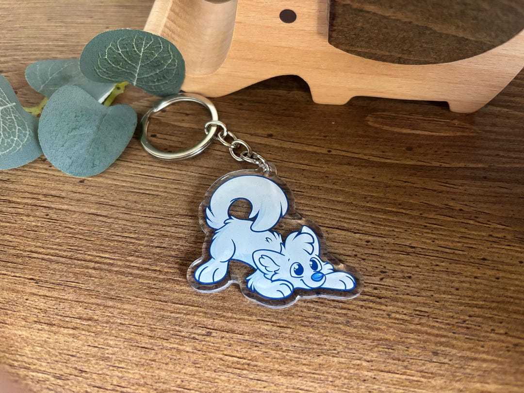Arctic Fox Keyring - Furry Acrylic Glitter Keychain - Etsy