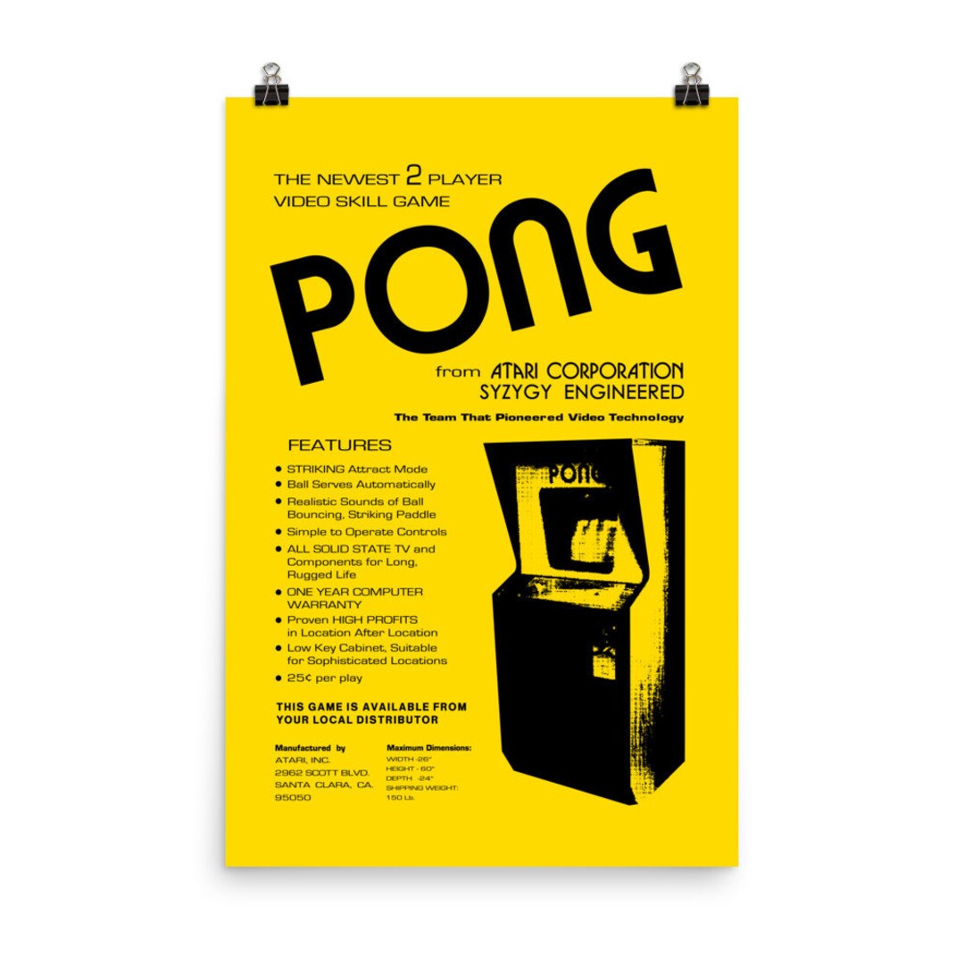 Vintage Paddle Arcade Cabinet Poster - Etsy