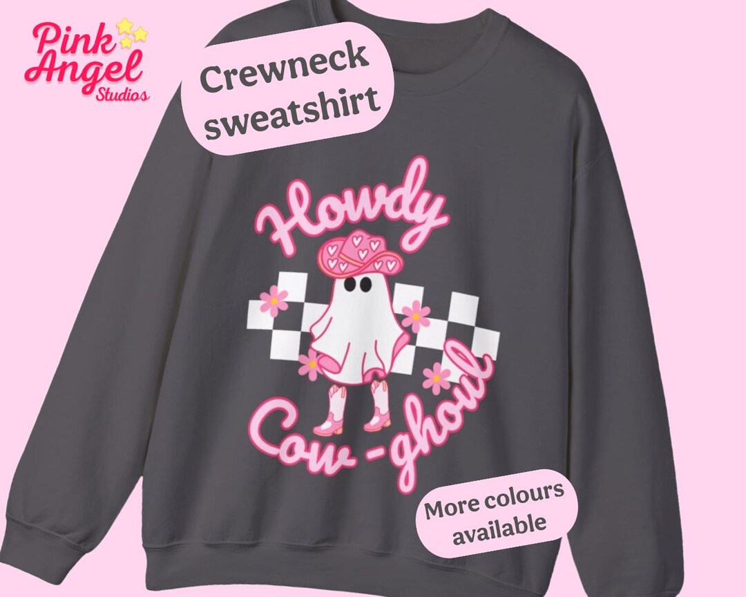 COWGIRL GHOST CREWNECK | Creepy Cute Halloween Cowboy Ghoul Graphic ...