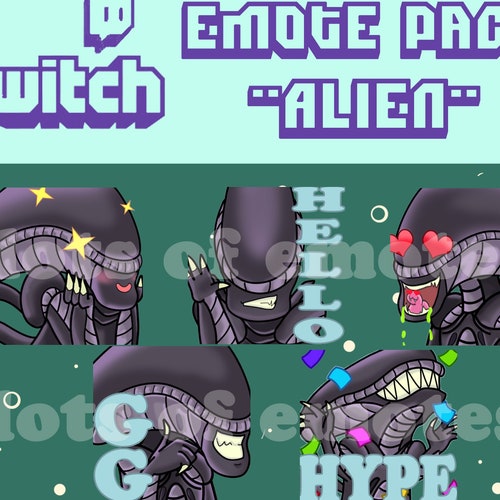 Alien Twitch Emote Package /hello /hi /in Love/ Heart Eyes/ - Etsy