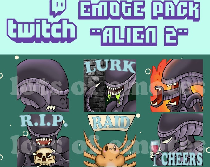 Alien Twitch Emote Package 2 /sad /lurk /angry/ R.I.P/ Raid /cheers - Etsy