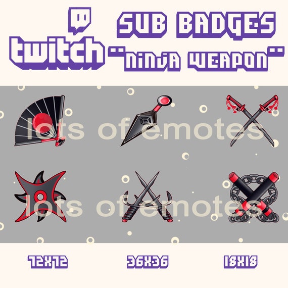 Ninja Weapons Twitch Sub Bit Badges | Etsy