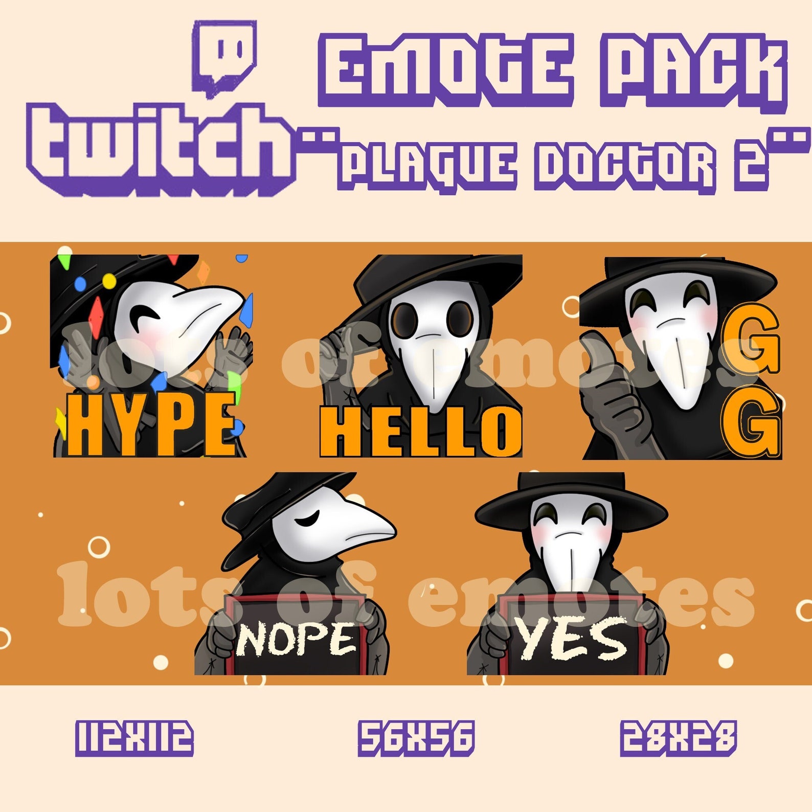 Plague Doctor Twitch Emote Package 2 /hype/ Hello/ GG/ Yes/ Nope - Etsy