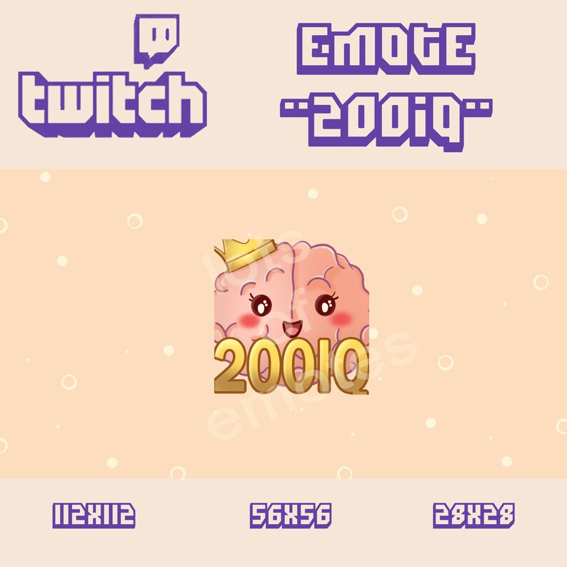 200 IQ - Kawaii Brain Twitch Emote - Etsy