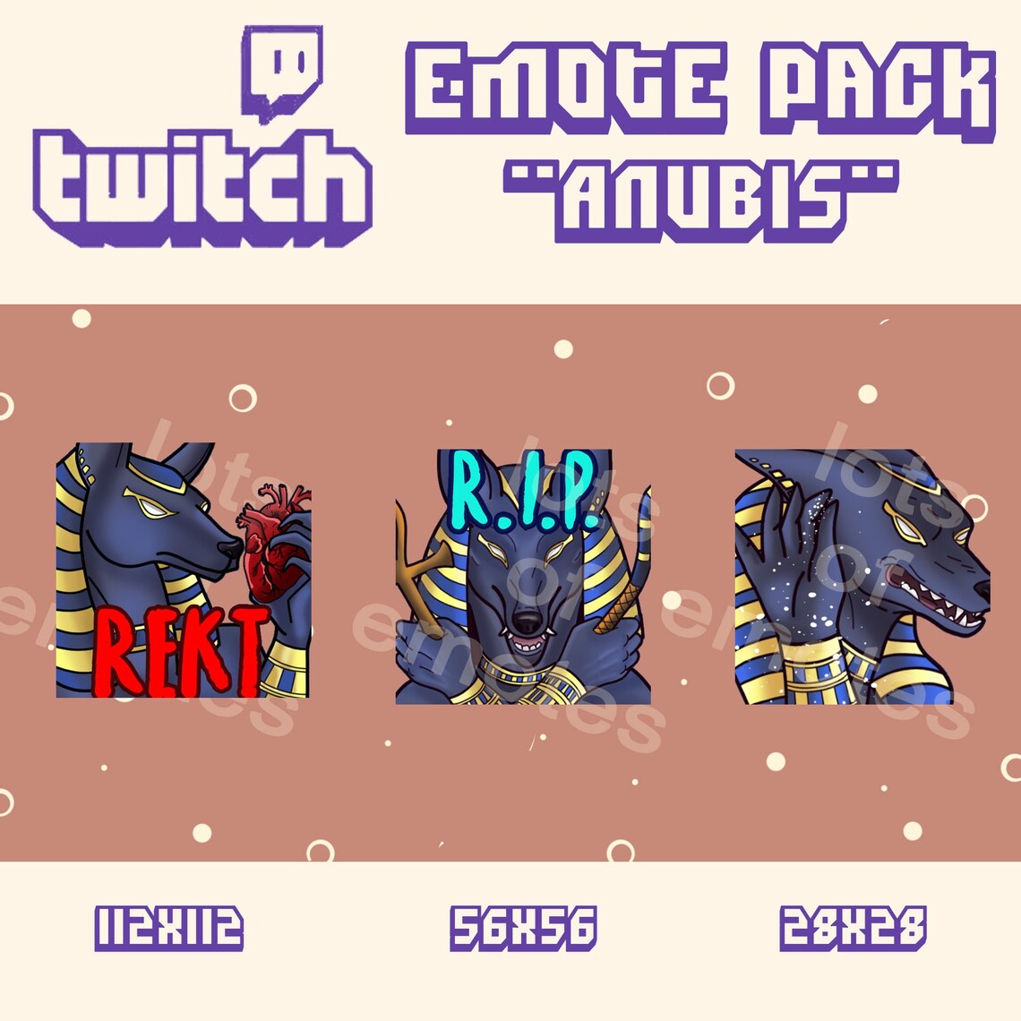 Anubis Twitch Emote Package /rekt /RIP /salty - Etsy