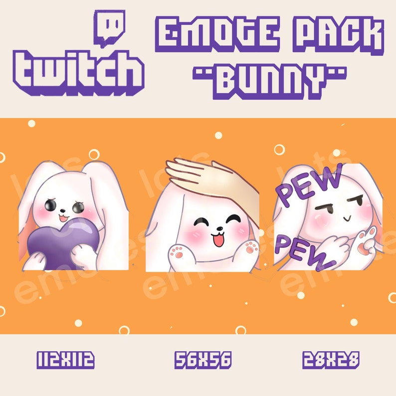 Bunny Twitch Emote Package/ Love/ Heart/pat/pew - Etsy
