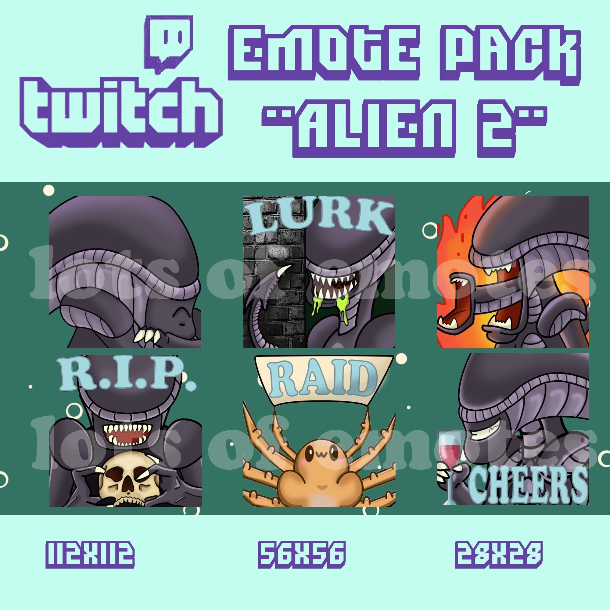 Alien Twitch Emote Package 2 /sad /lurk /angry/ R.I.P/ Raid /cheers - Etsy