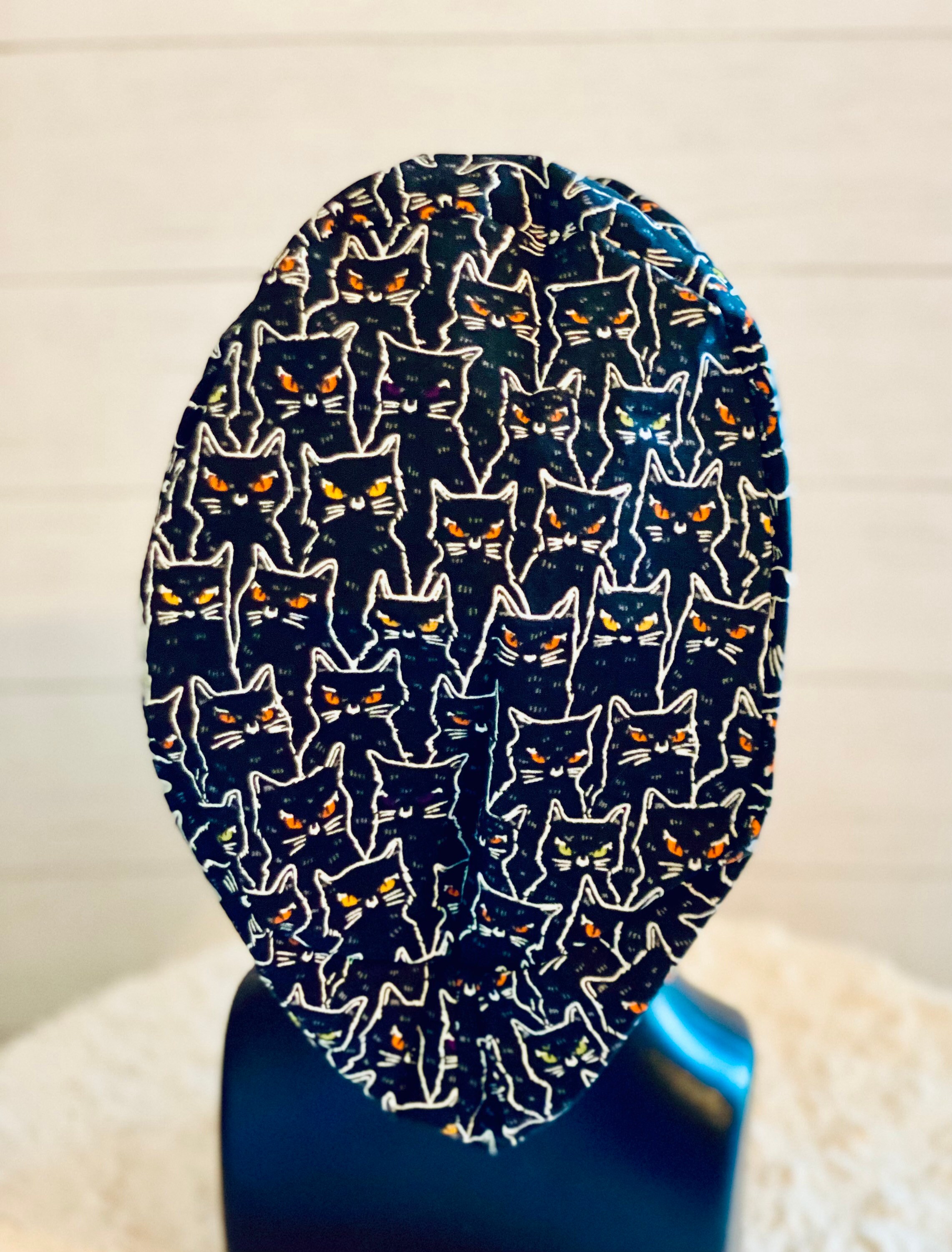 Black Grumpy Cat Faces Halloween Adjustable Scrub Cap - Etsy